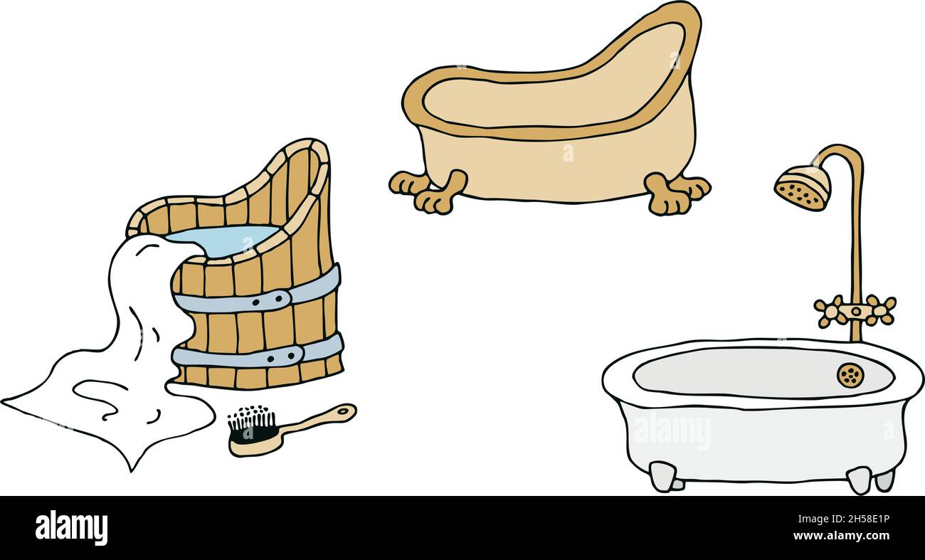 the vectorized hand drawing of three historical baths Stock Vector ...