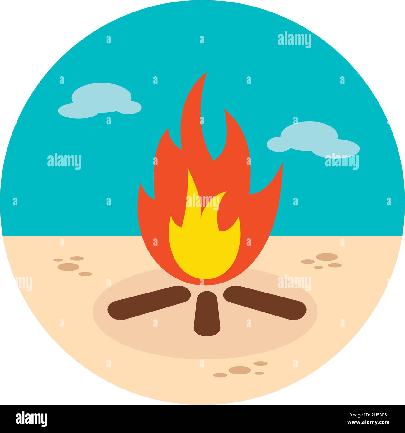 Bonfire vector icon. Beach. Summer. Summertime. Vacation, eps 10 Stock ...
