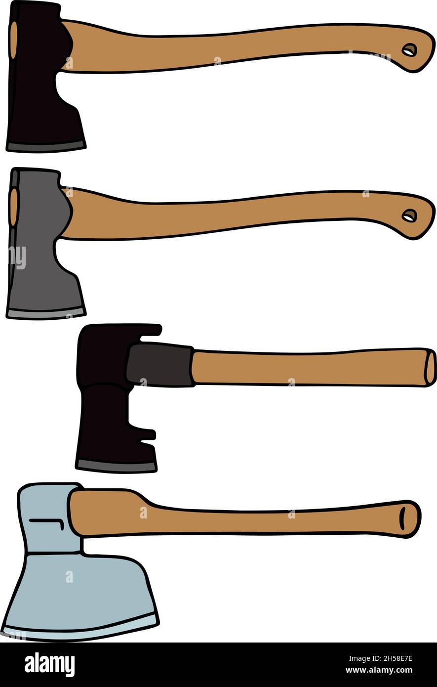 The vectorized hand drawing of four classic axes Stock Vector Image ...