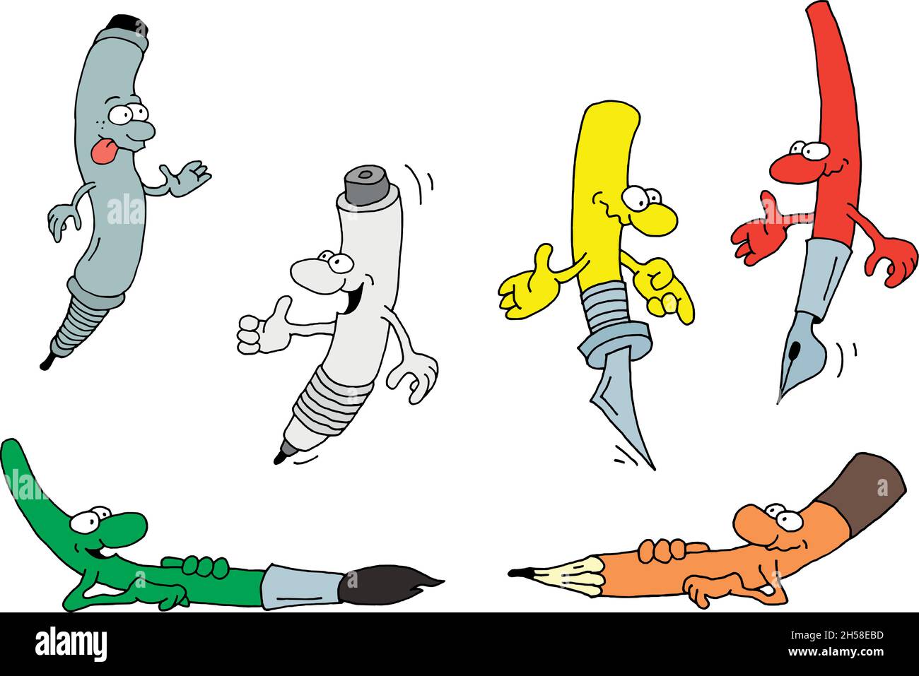 The vectorized hand drawing of funny pencils Stock Vector Image & Art ...