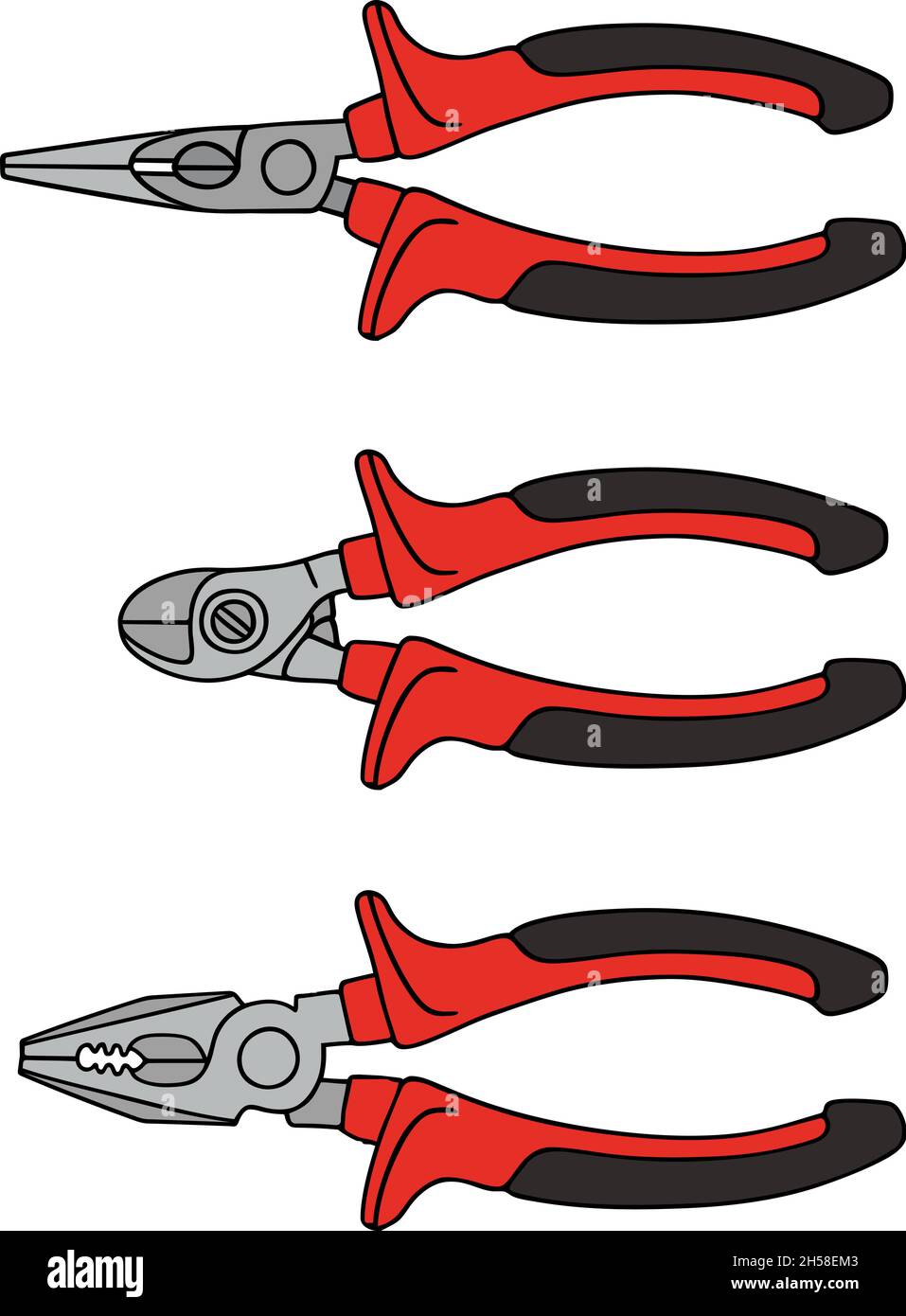 The vectorized hand drawing of three tongs Stock Vector Image & Art - Alamy