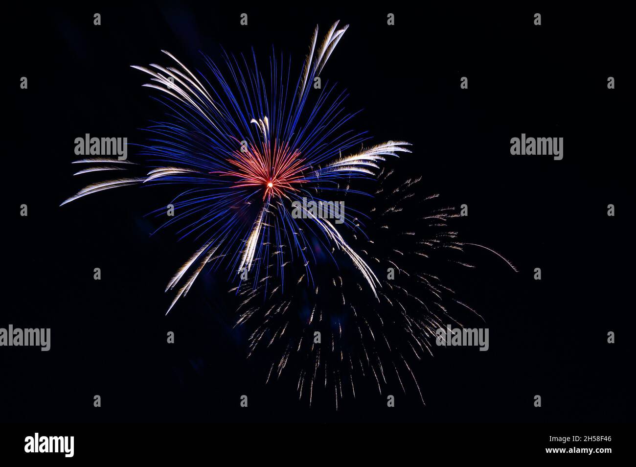 An enchanting firework exploded in the black background Stock Photo - Alamy