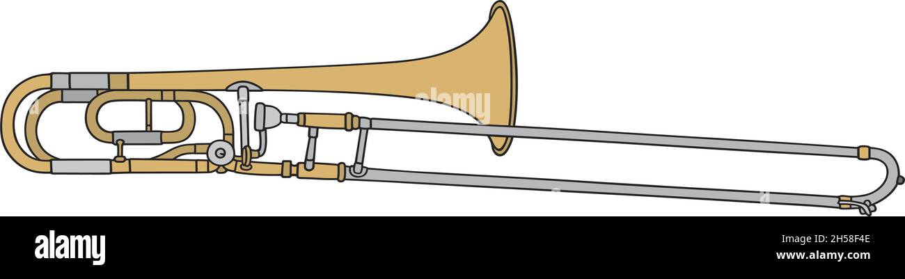 The vectorized hand drawing of a classic trombone Stock Vector Image ...
