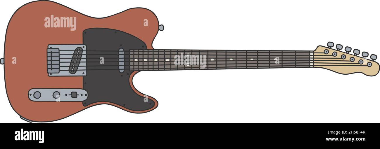 The vectorized hand drawing of a classic red electric guitar Stock ...