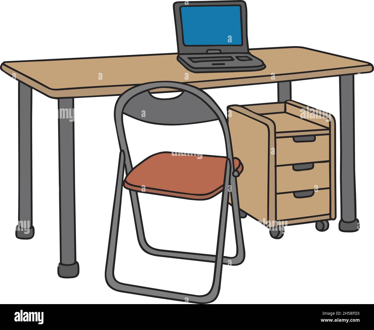 The vectorized hand drawing of a work desk Stock Vector Image & Art - Alamy