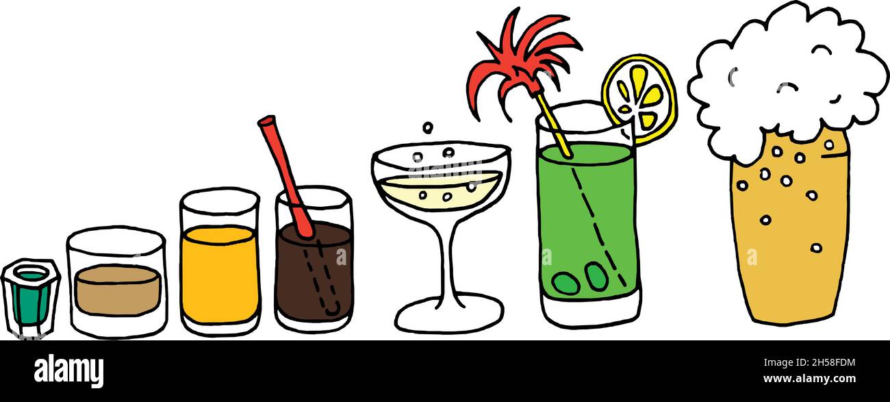 The vectorized hand drawing of funny drinks Stock Vector Image & Art ...
