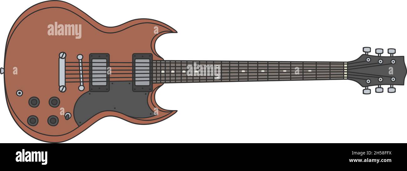 The vectorized hand drawing of a red electric guitar Stock Vector Image ...