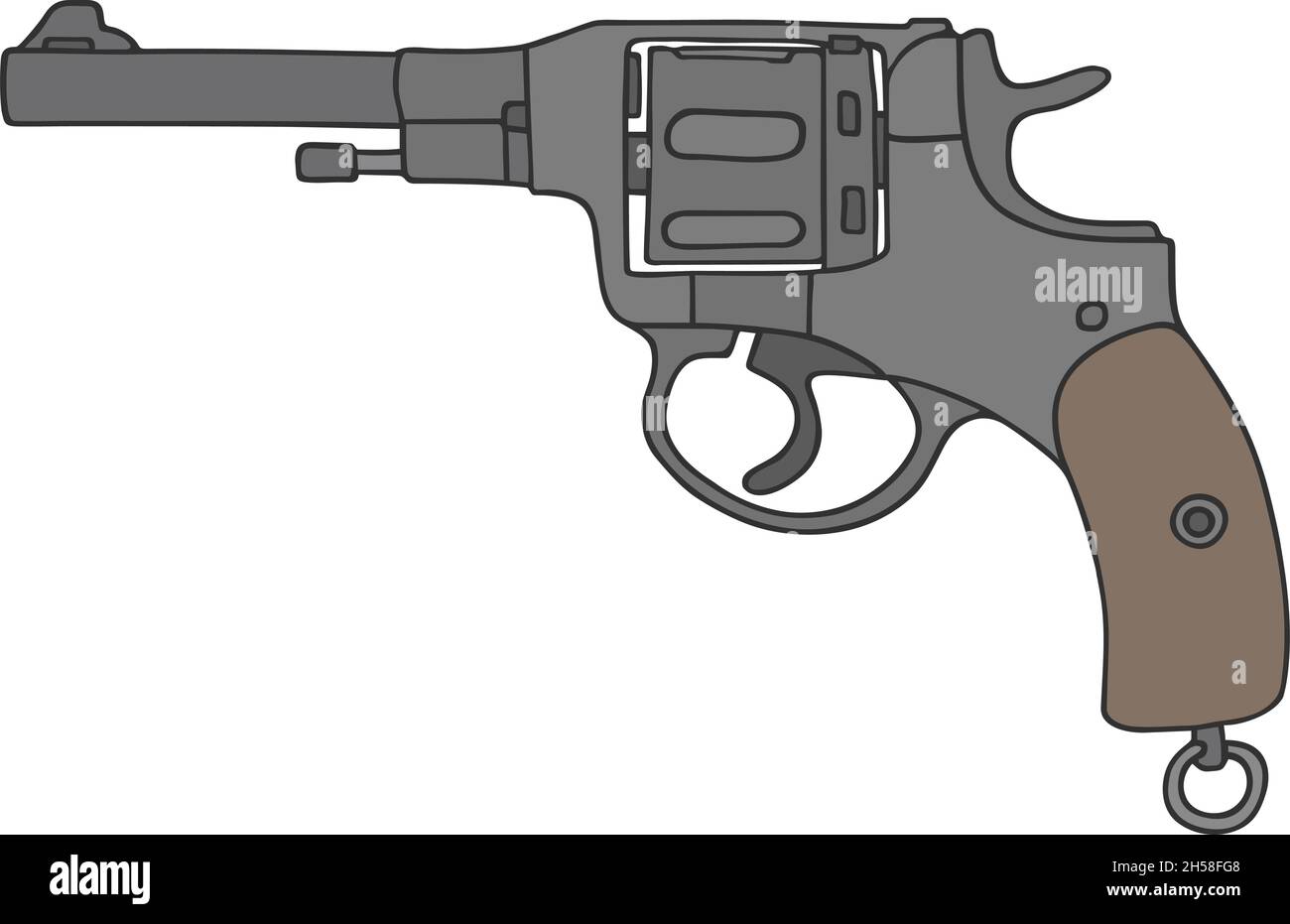 The vectorized hand drawing of an old military revolver Stock Vector ...