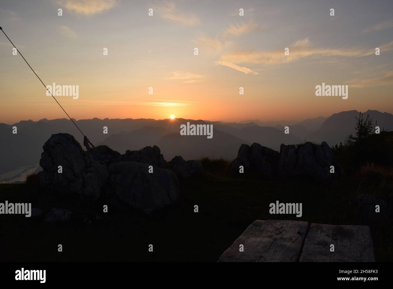 Beautiful view of the sunrise, from the mountains of styria Stock Photo ...