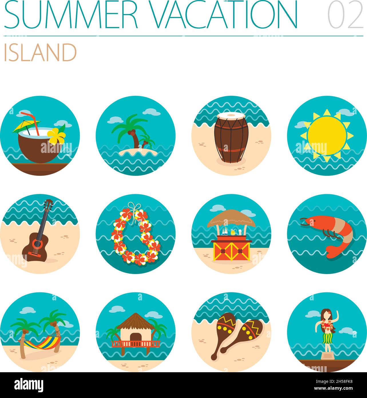 Hawaii beach and hammock vector vectors Stock Vector Images - Alamy