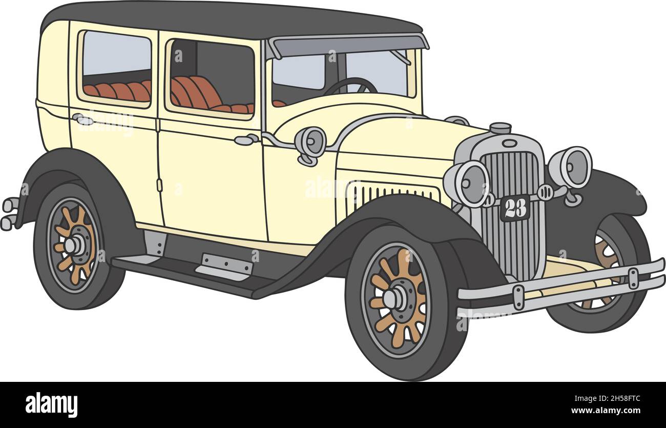 The vectorized hand drawing of a vintage white limousine Stock Vector ...