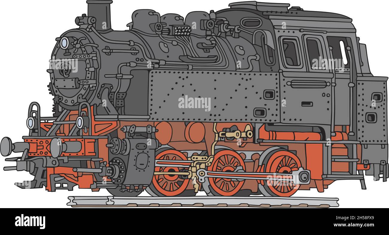 The vectorized hand drawing of an old steam locomotive Stock Vector Image & Art - Alamy