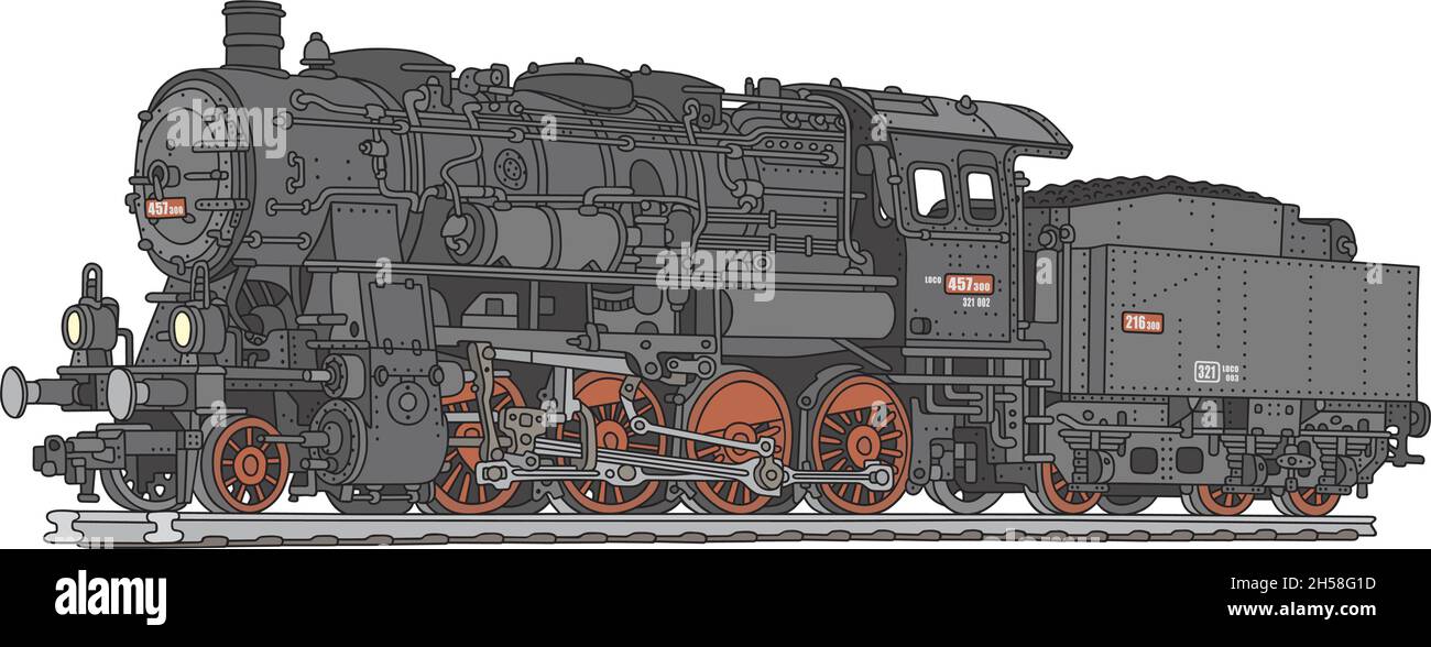 The vectorized hand drawing of an old steam locomotive Stock Vector ...