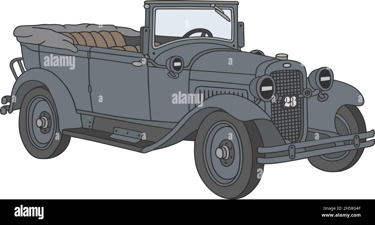 The vectorized hand drawing of a vintage military car Stock Vector ...