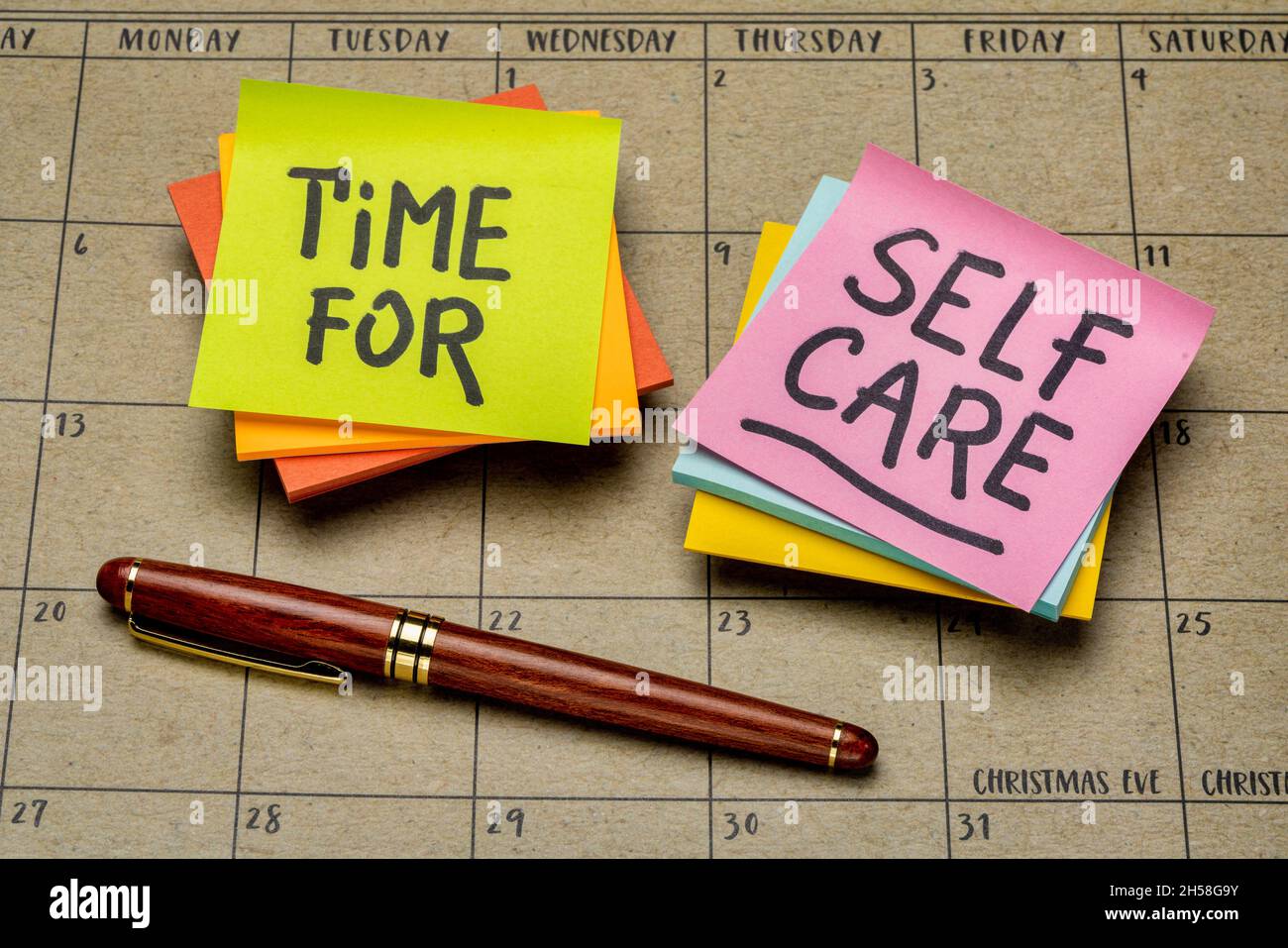 time for self care inspirational reminder - handwriting on sticky notes ...