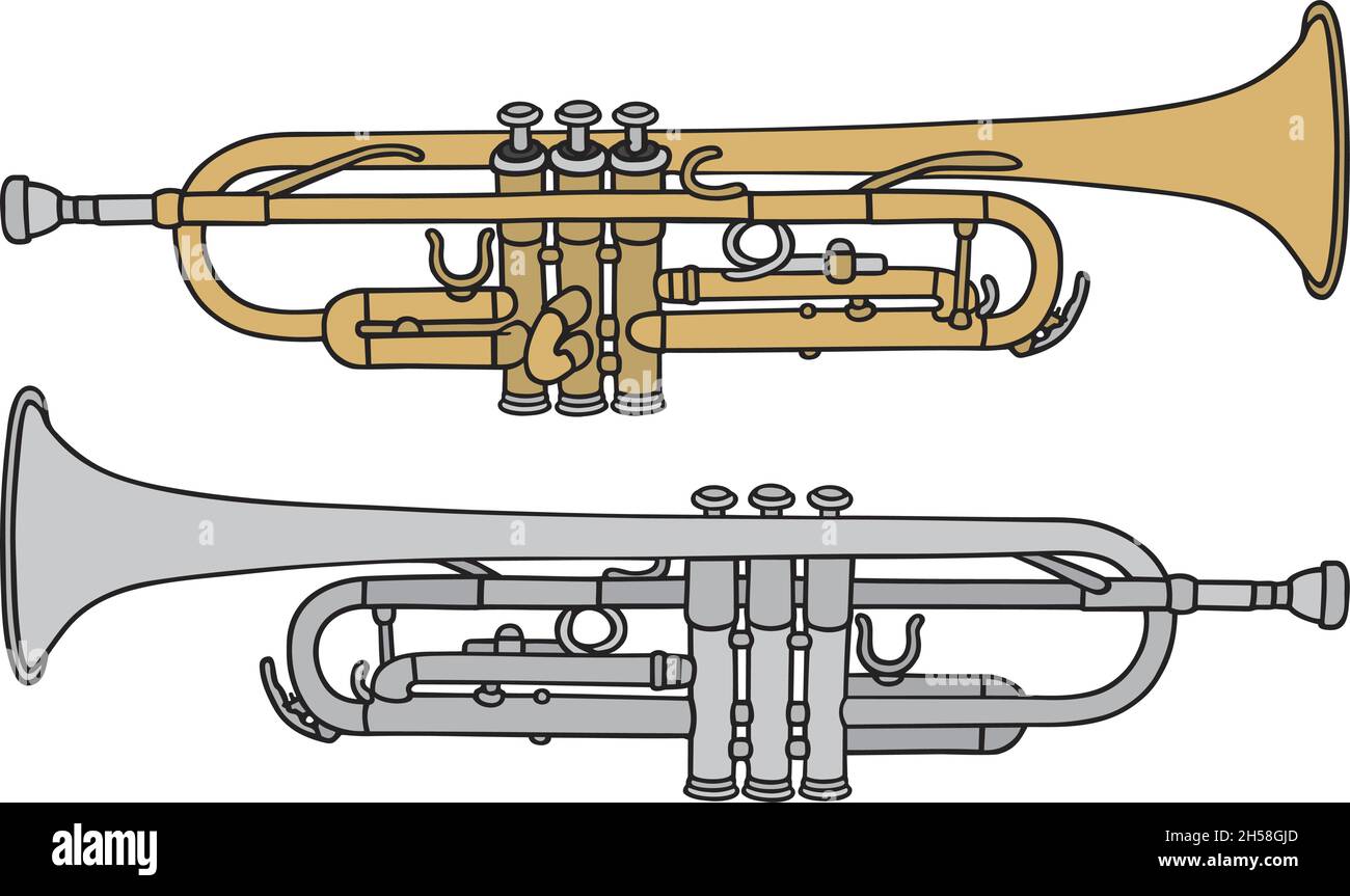 The vectorized hand drawing od two trumpets Stock Vector Image & Art ...