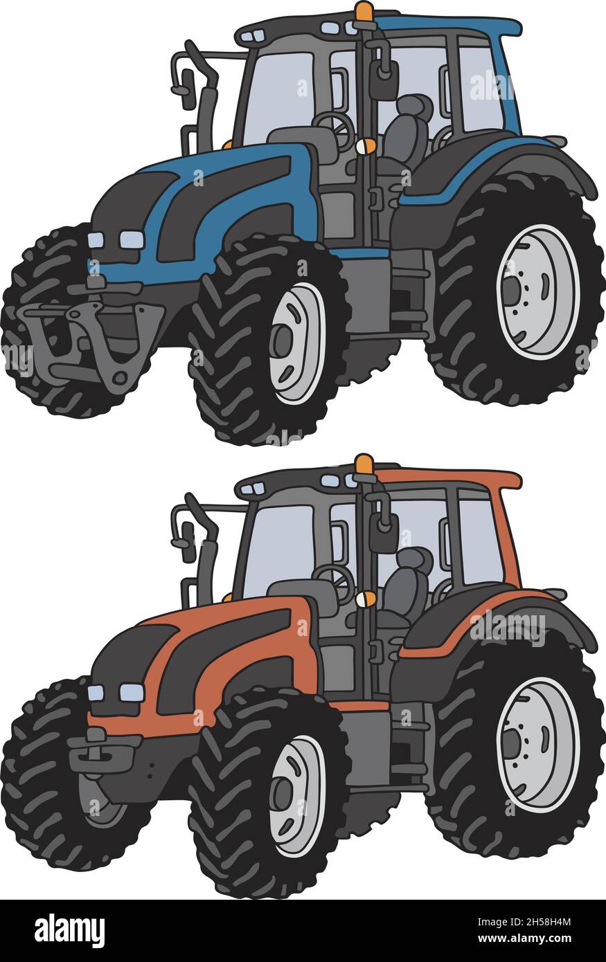 The vectorized hand drawing of a tractor Stock Vector Image & Art - Alamy