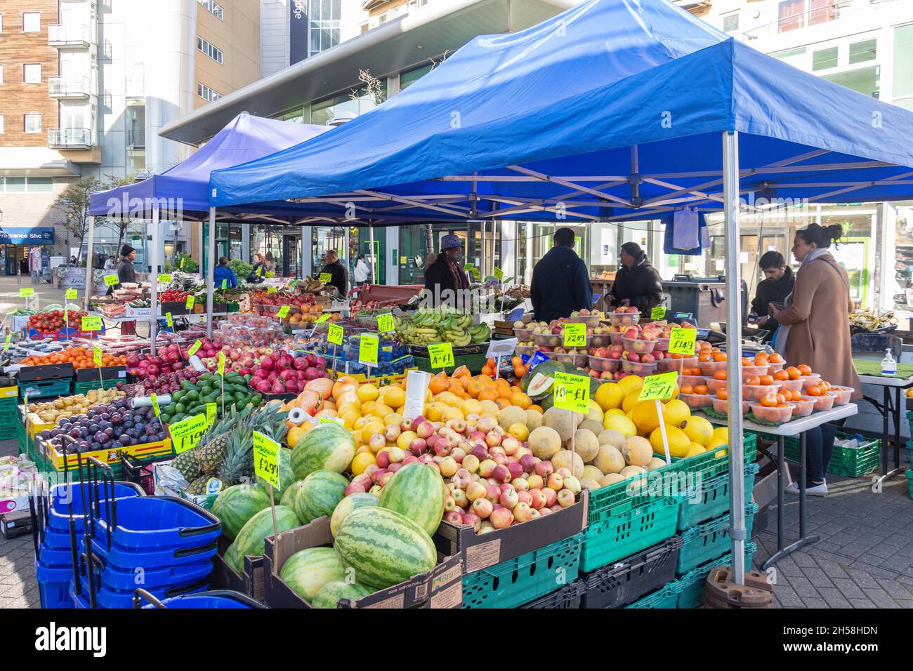 Fruit and vegetable stall, The Centre shopping centre, High Street ...