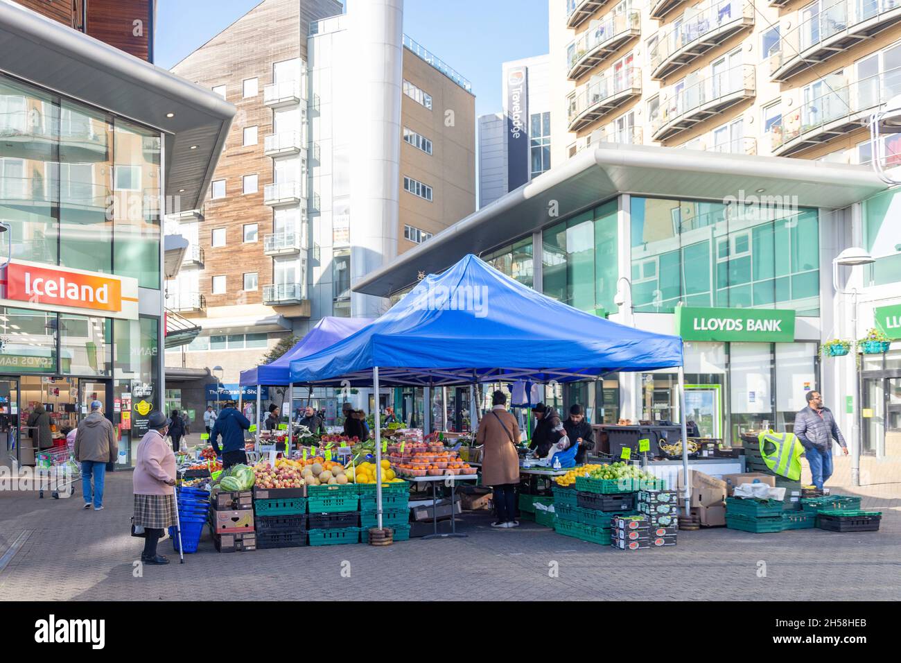 Fruit and vegetable stall, The Centre shopping centre, High Street ...