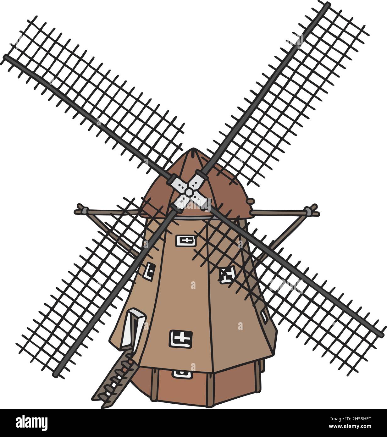 The vectorized hand drawing of a classic windmill Stock Vector Image ...