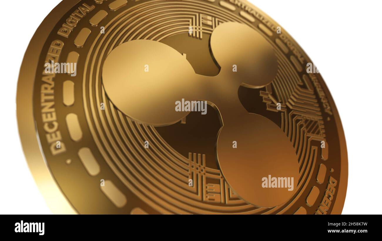Golden Cryptocurrency of Ripple XRP Sign Isolated on a White Background ...