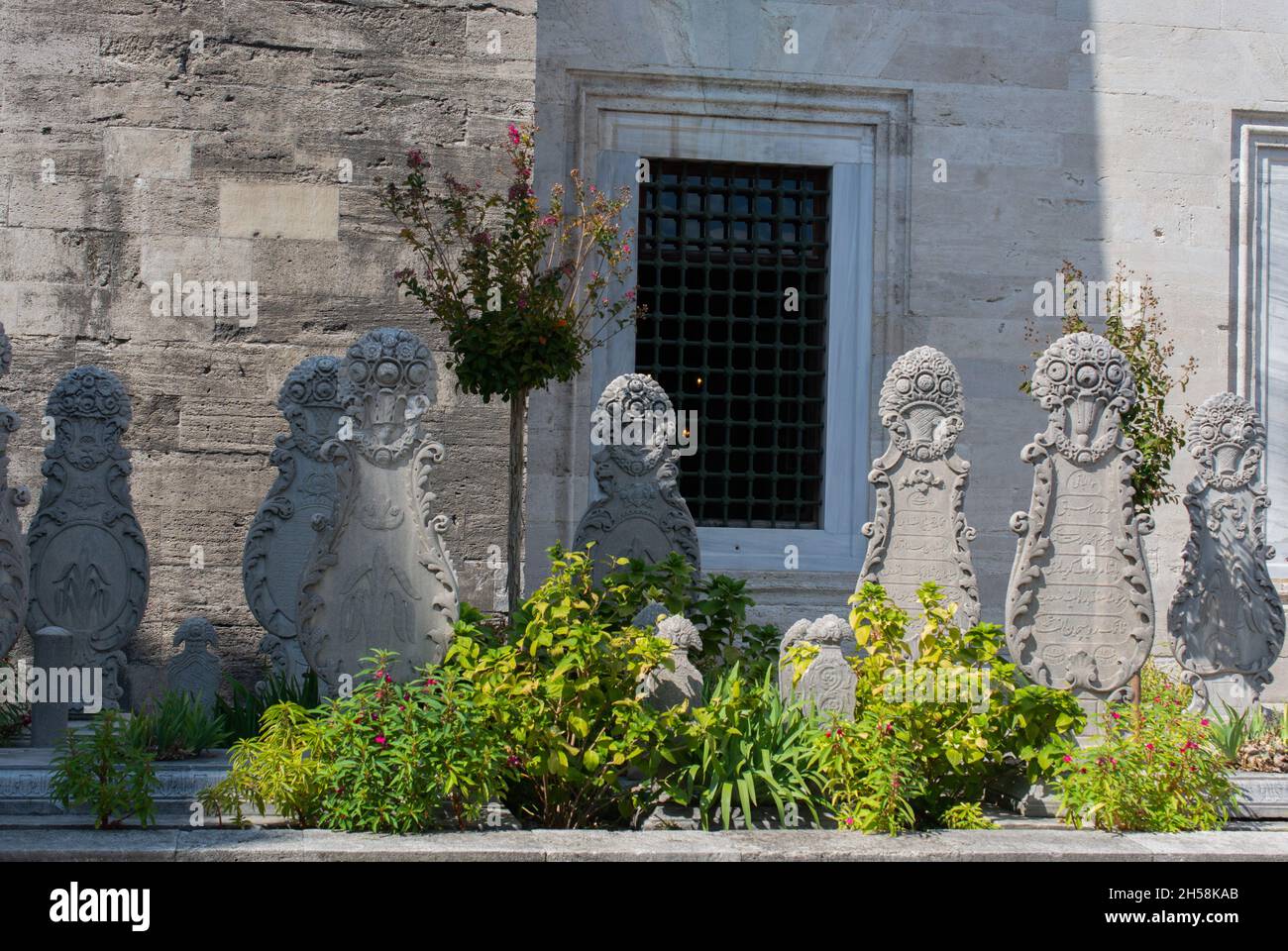 Ottoman style decorative art in marble tomb in cemetery Stock Photo - Alamy