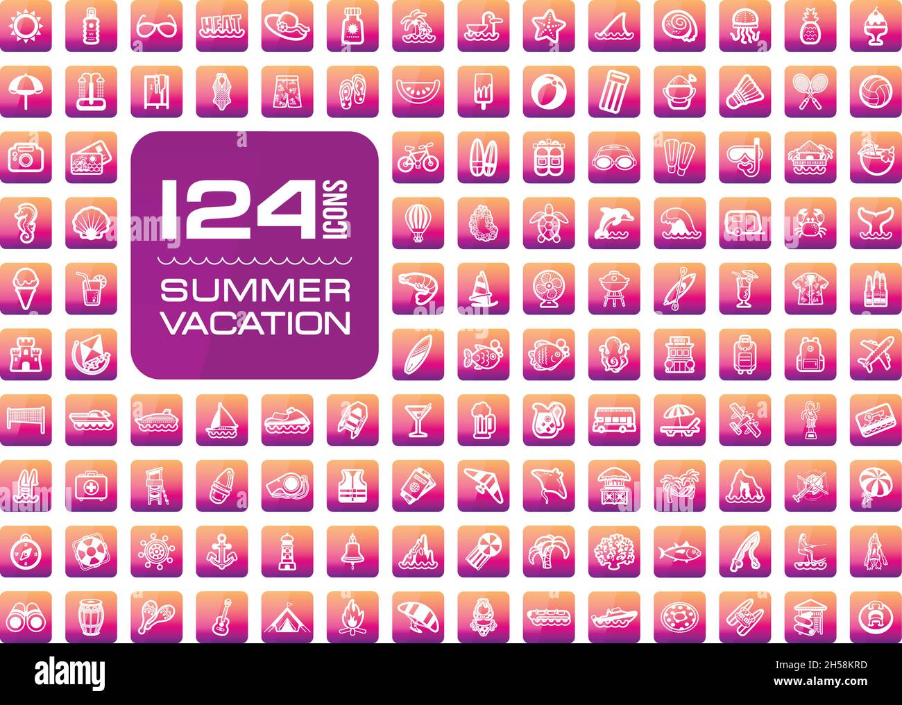 Summer vector icon set. Beach. Travel. Summertime. Vacation, eps 10 ...