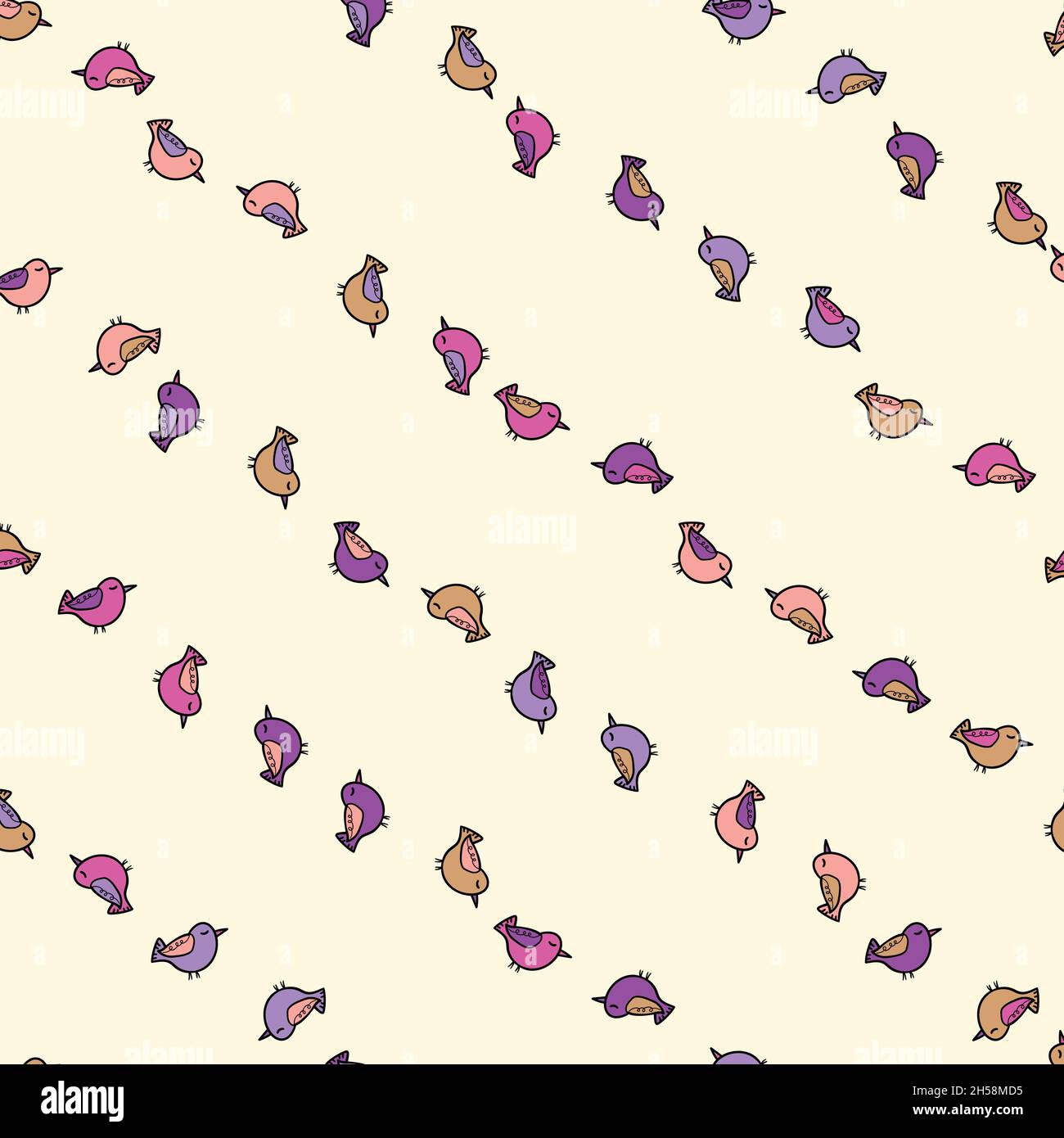 Seamless pattern with funny colorful birds. Color flat vector ...