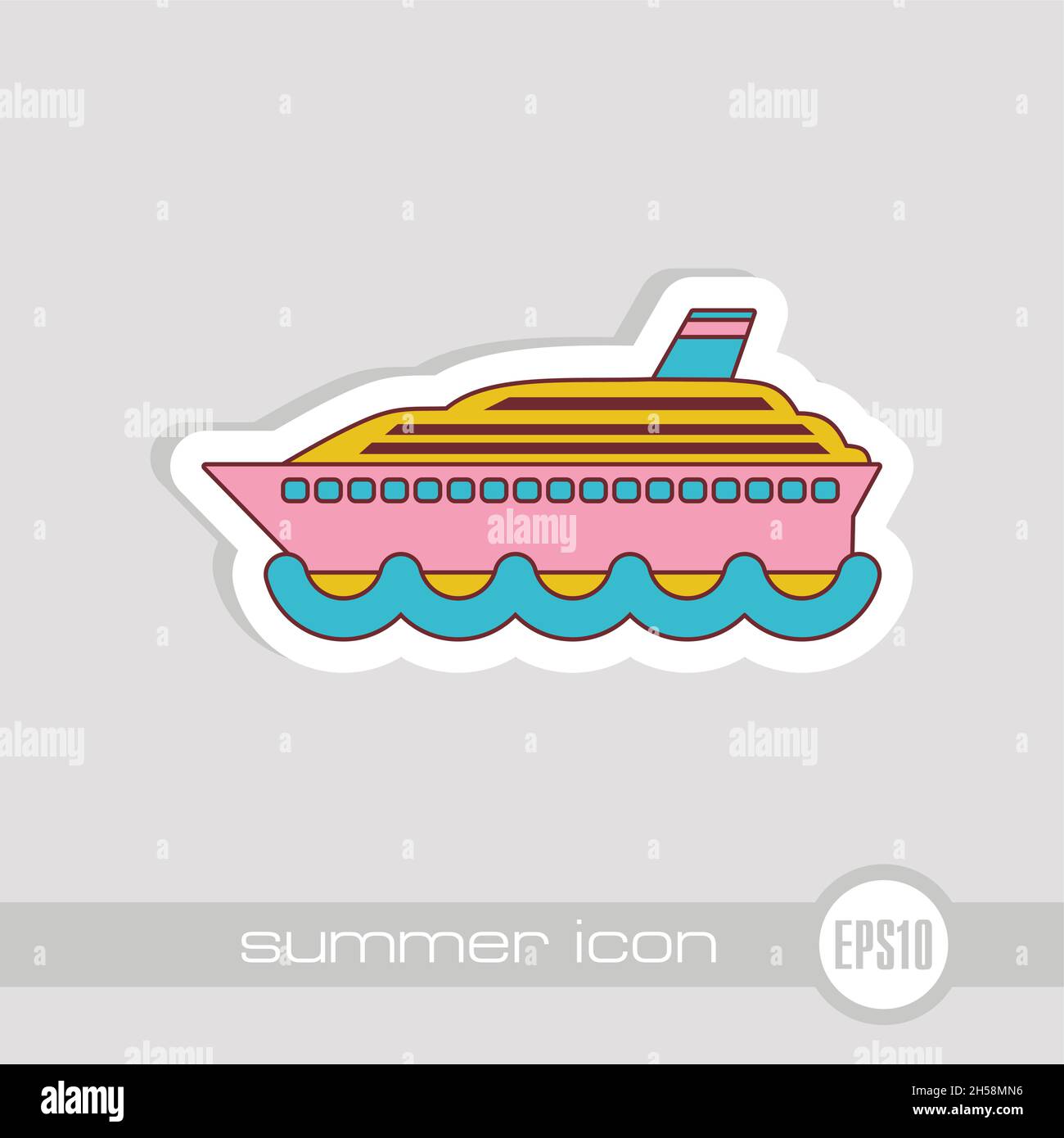Cruise transatlantic liner vector icon. Beach. Summer. Summertime ...