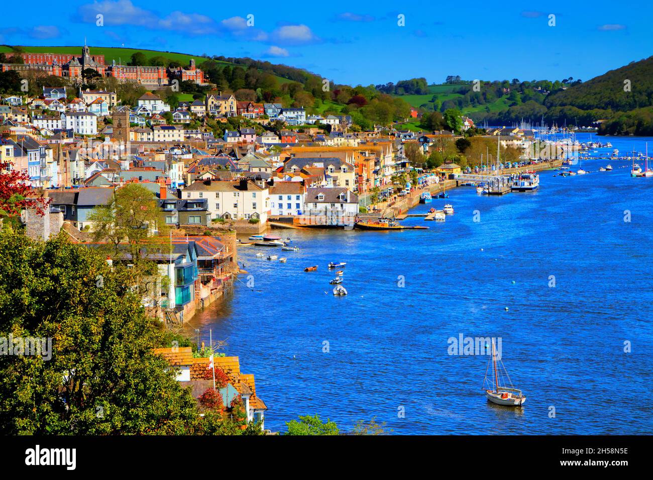 Dartmouth Devon town and River Dart historic naval destination Stock ...