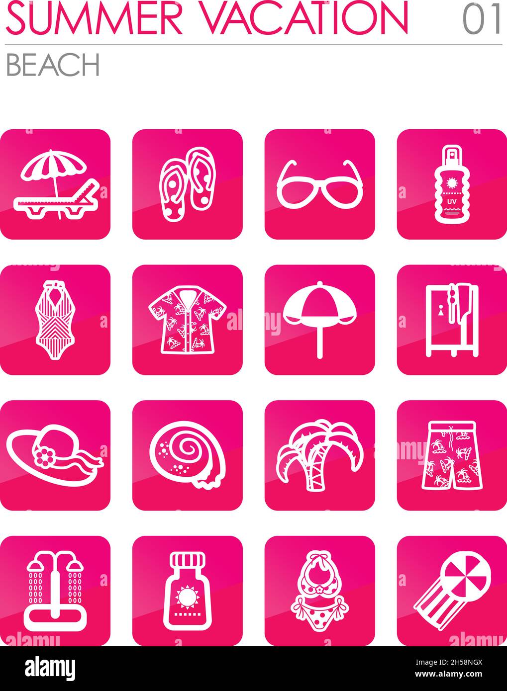 Beach outline vector icon set. Summer time. Vacation, eps 10 Stock ...