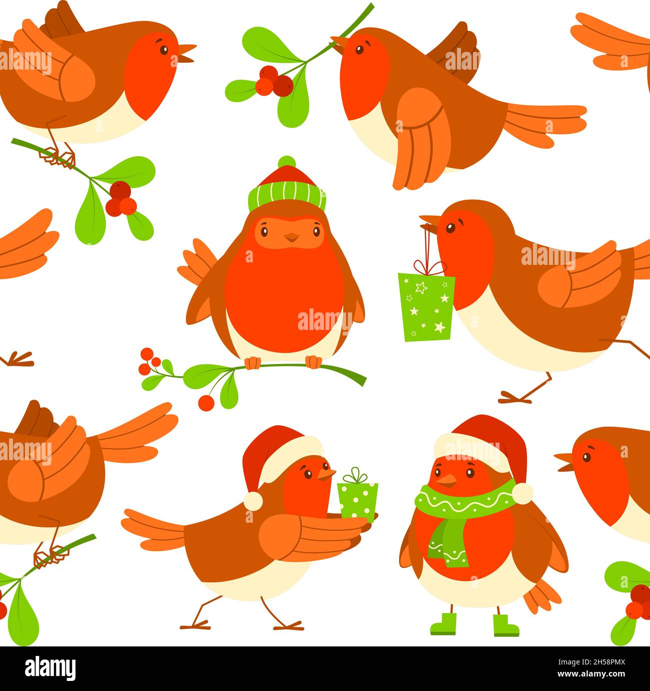 Christmas bird seamless pattern. Christmas Background vector ...