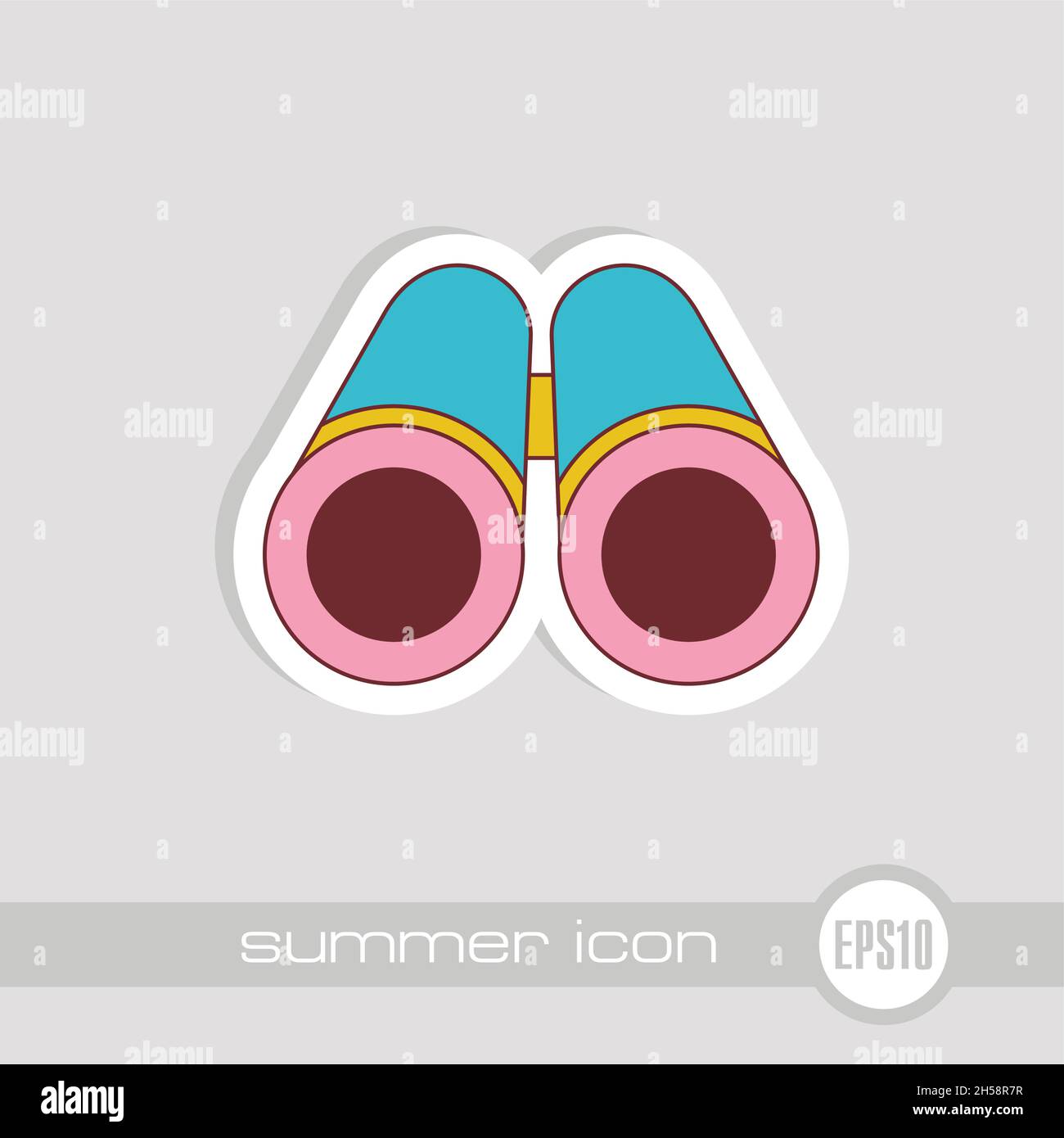 Binoculars vector icon. Beach. Summer. Marine. Summertime. Vacation ...