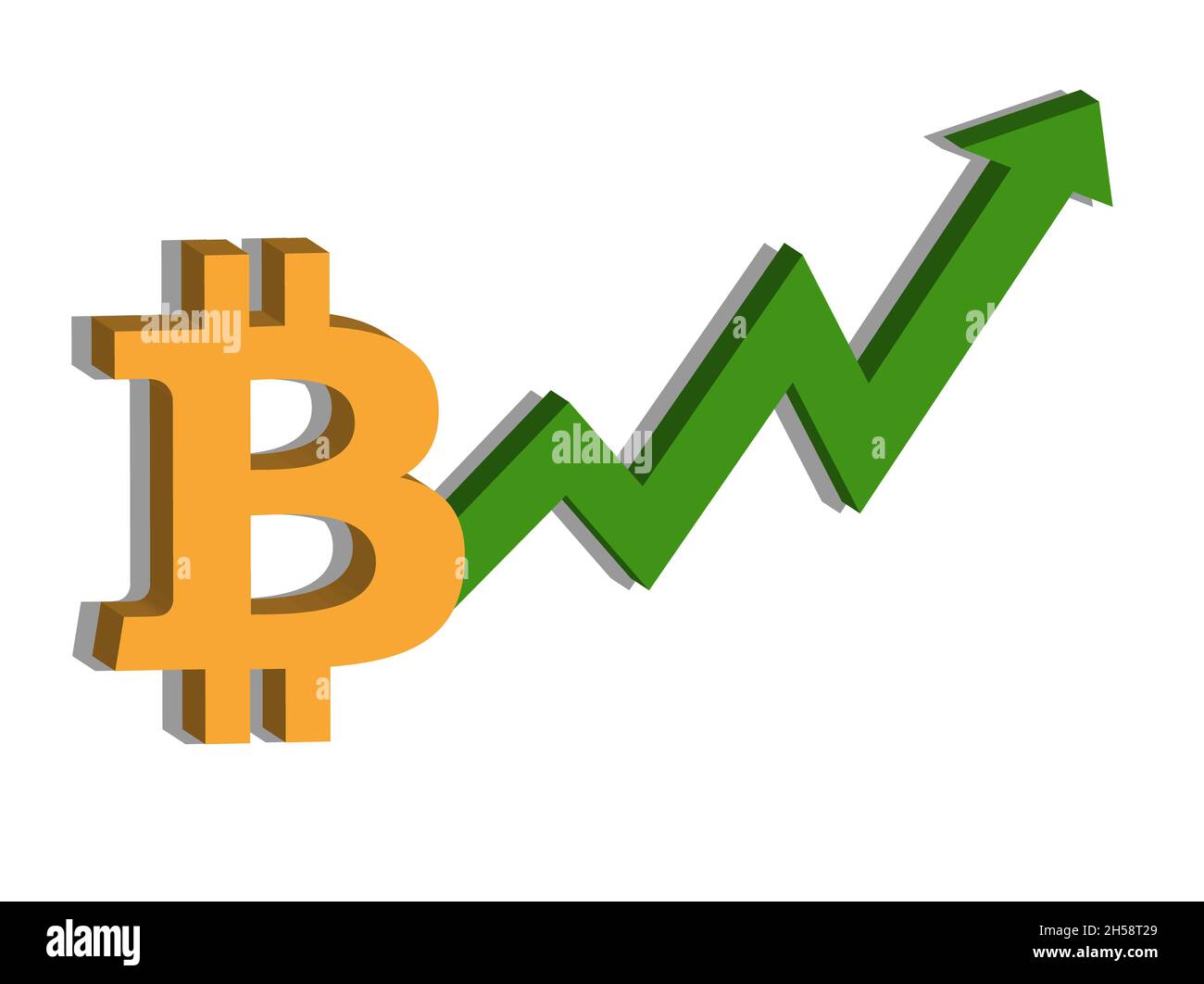 Bitcoin and chart, rising prices, money icon raster Stock Photo - Alamy