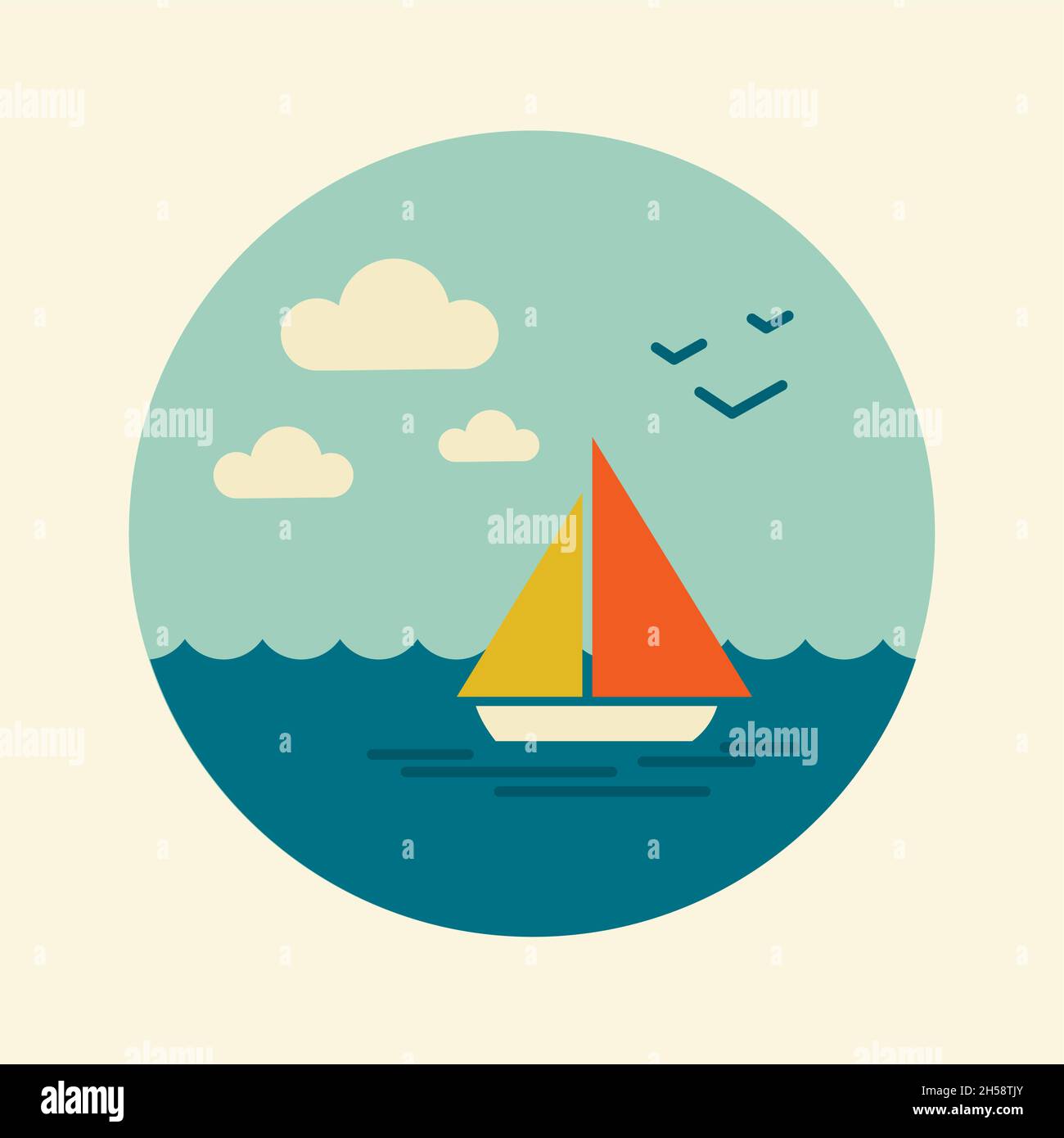 Boat with a Sail vector icon. Marine, Sea, eps 10 Stock Vector Image ...