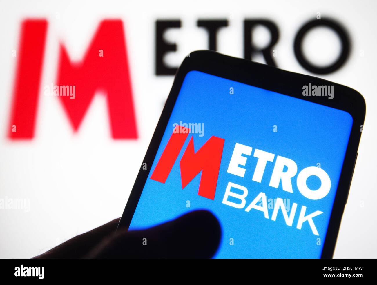 In this photo illustration, a Metro Bank plc logo of a retail and ...