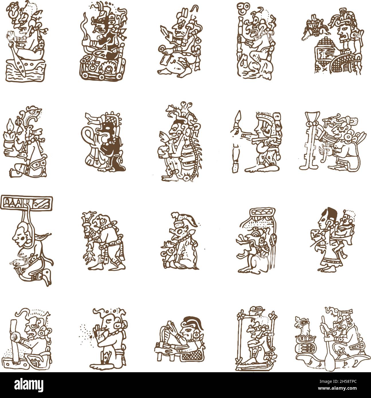 Ancient maya gods mask symbol illustration set Stock Vector Image & Art ...