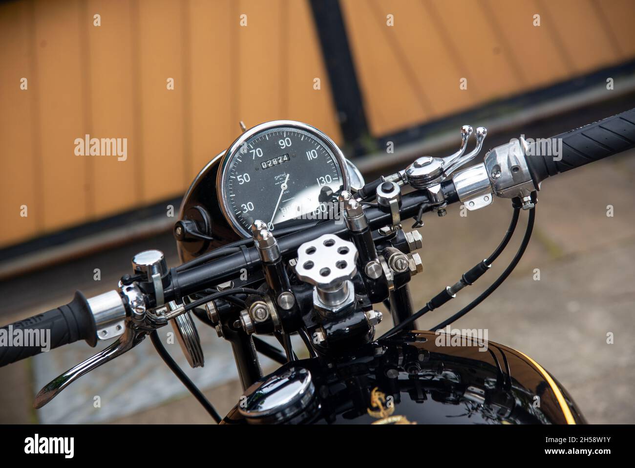 1955 Vincent Rapide Series D handlebar and speedometer detail Stock ...