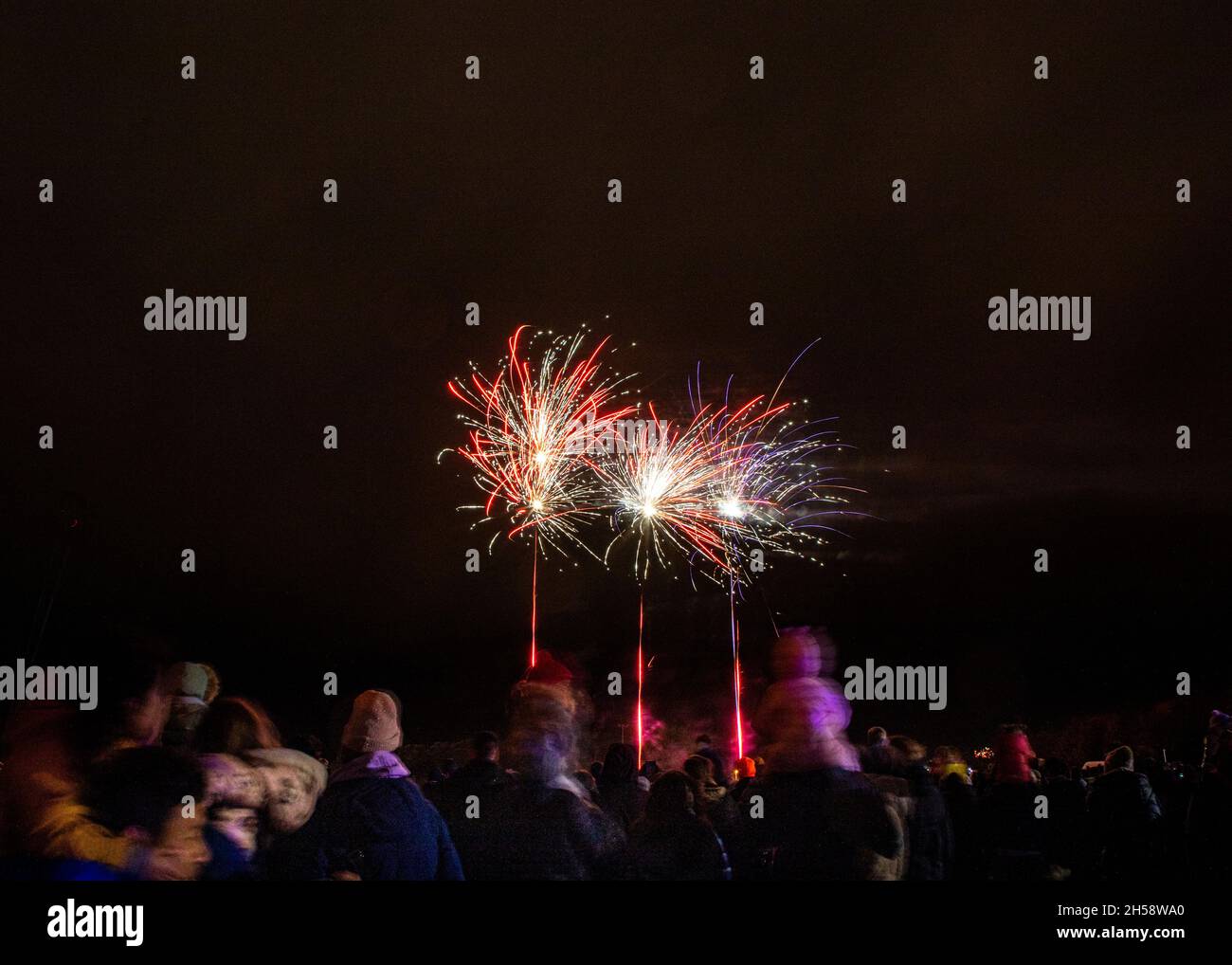 People stood watching the annual Bicester Round Table fireworks ...
