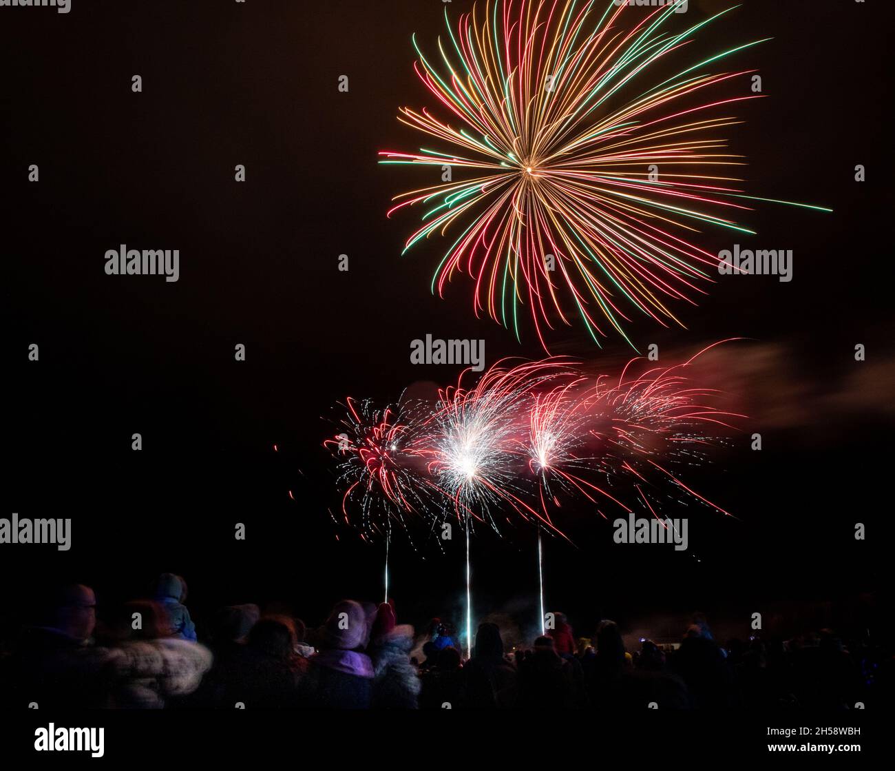 People stood watching the annual Bicester Round Table fireworks ...