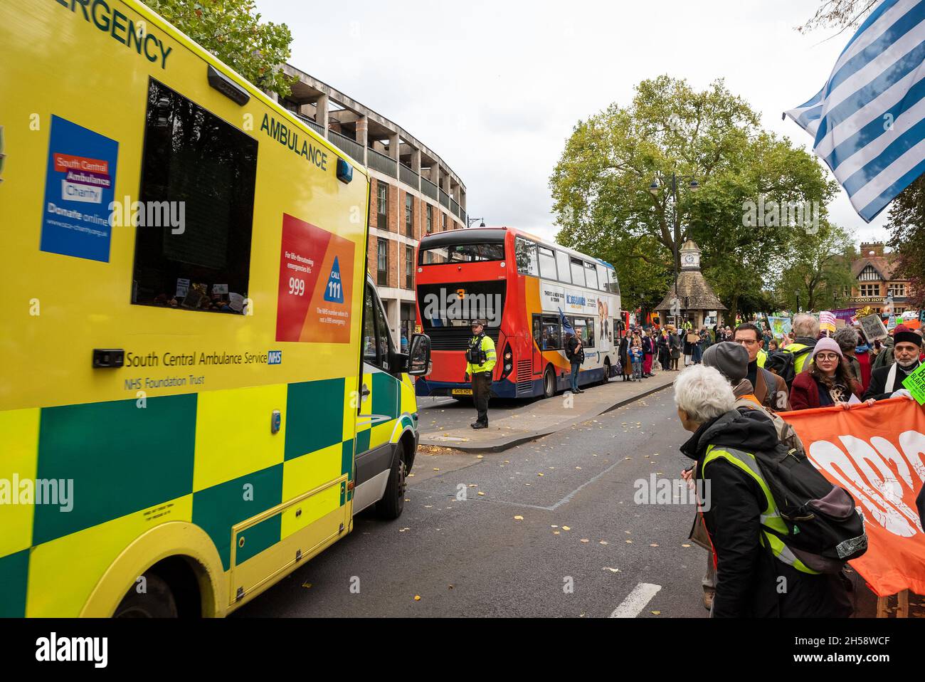 Emergency ambulance passes protest hi-res stock photography and images ...