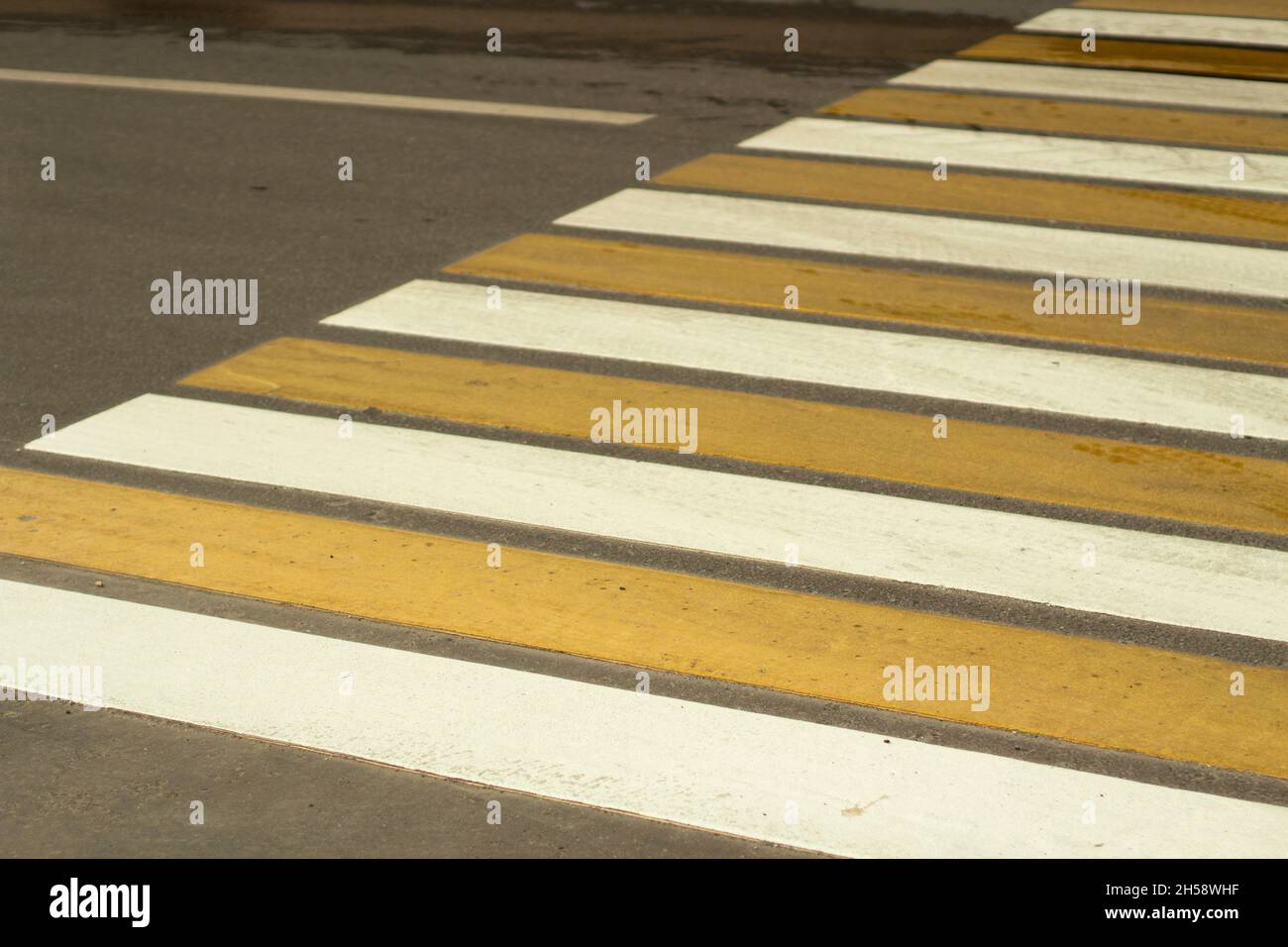 Pedestrian crossing. A place to cross the road. Warning strips for the ...