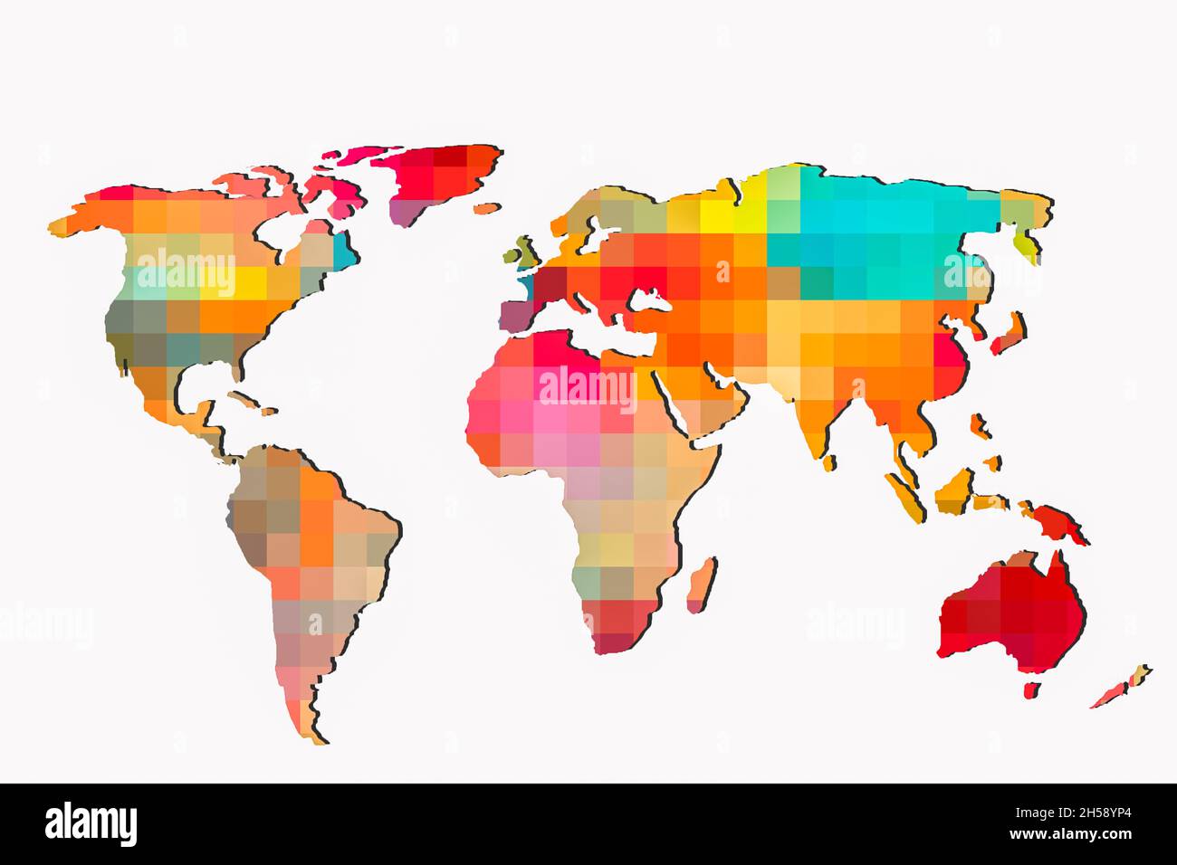 Roughly outlined world map with a colorful background patterns Stock ...