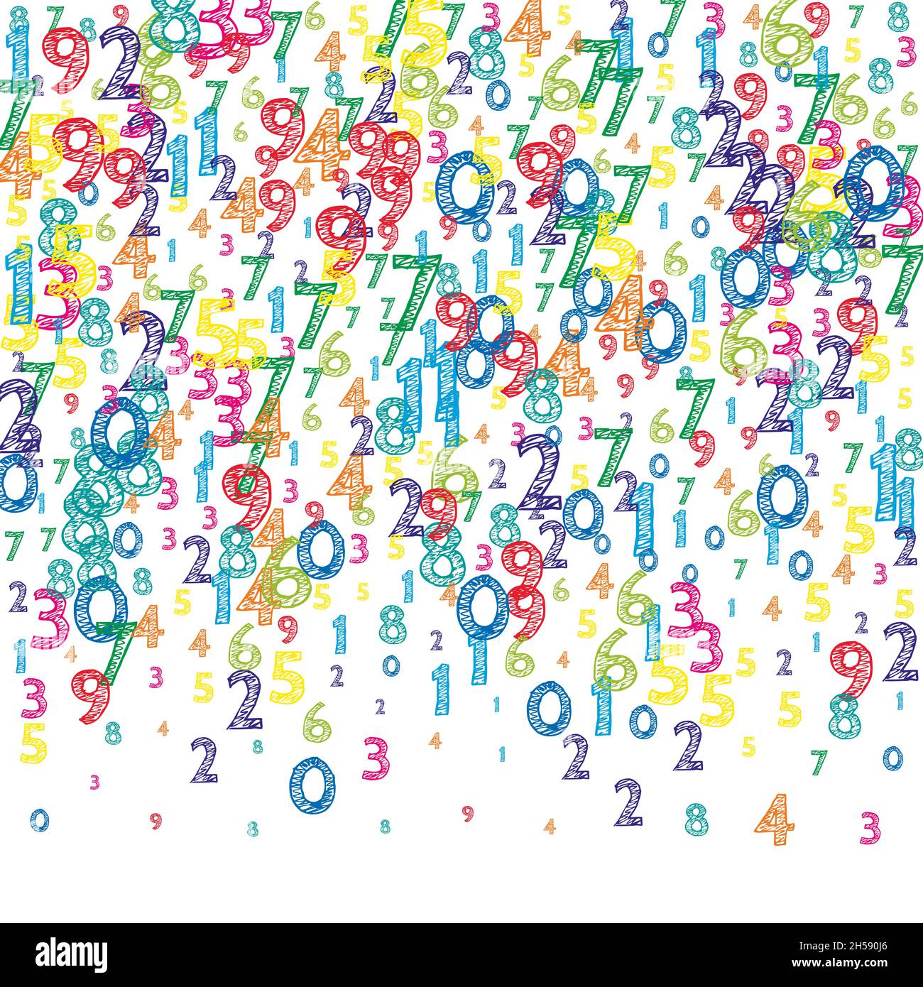 Falling colorful orderly numbers. Math study concept with flying digits ...