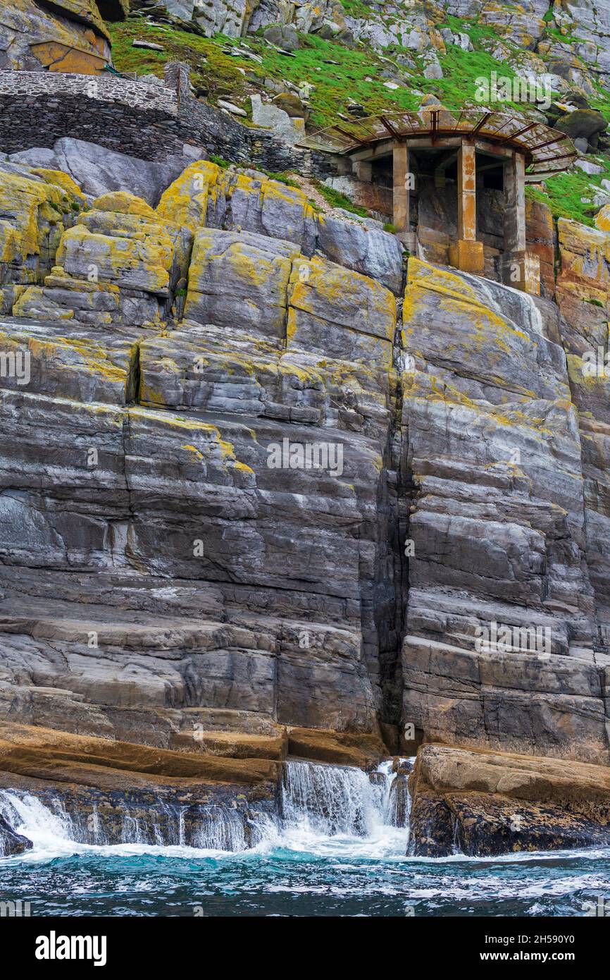 Lighthouse helicopter pad, Skellig Michael, County Kerry, Ireland Stock ...