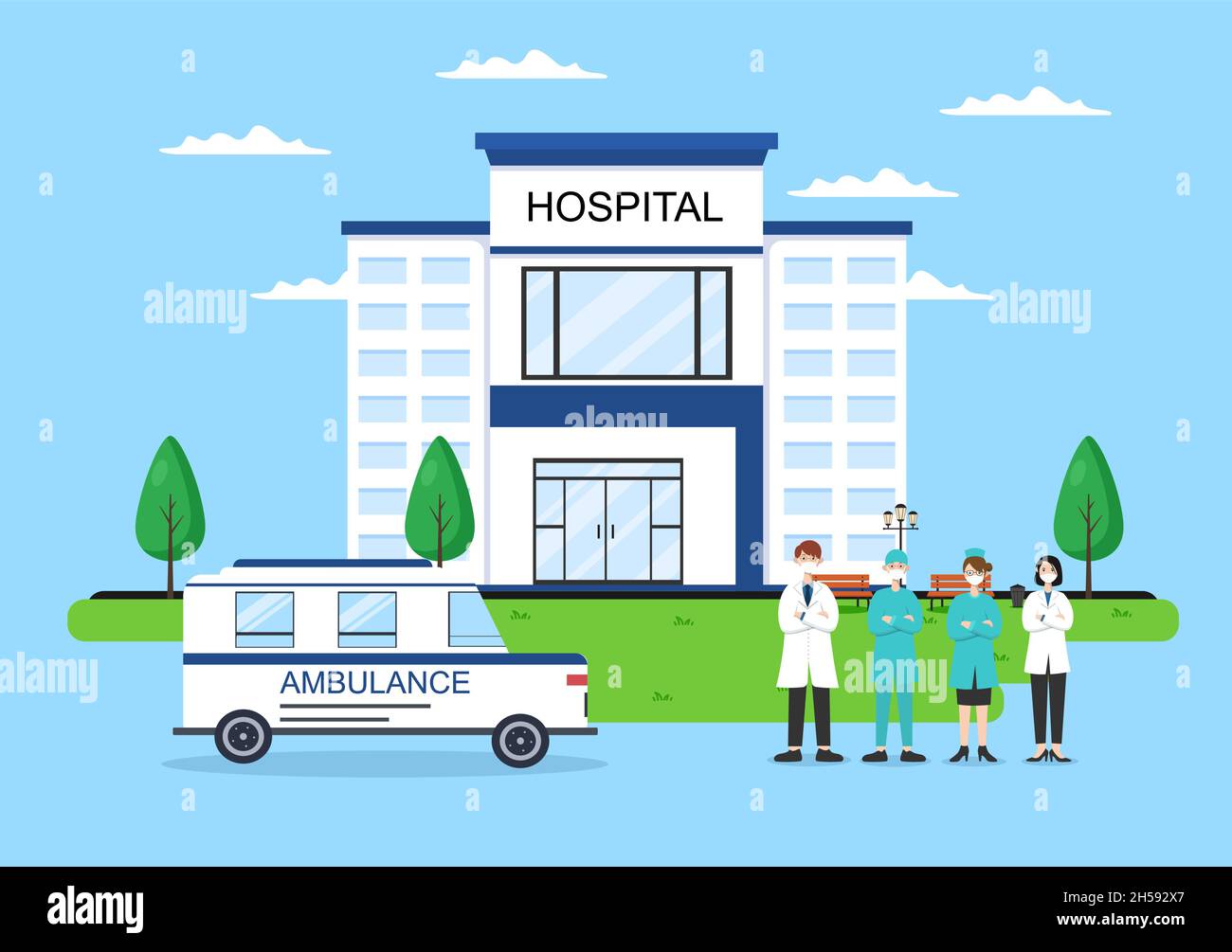 Hospital Building for Healthcare Background Vector Illustration with ...