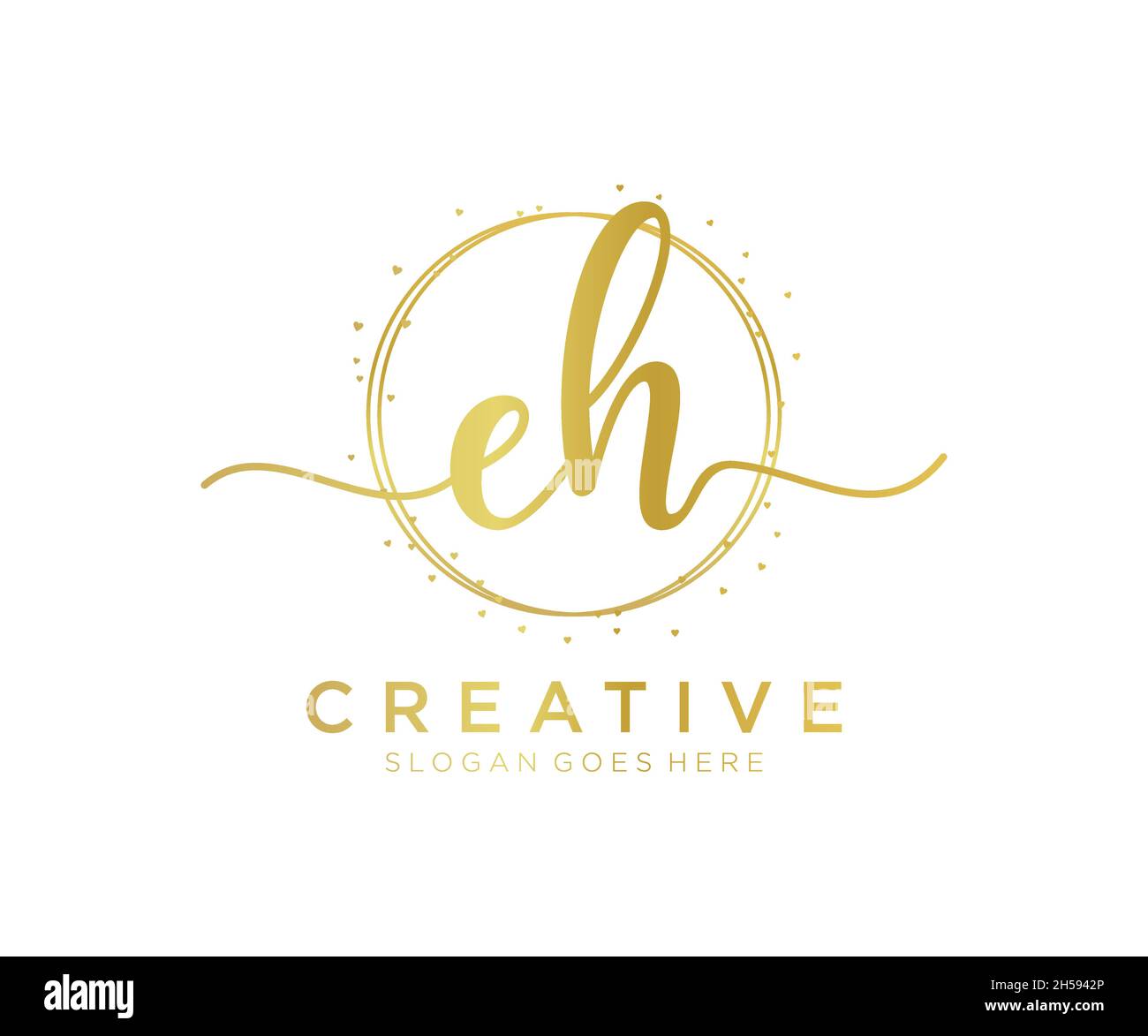 EH feminine logo. Usable for Nature, Salon, Spa, Cosmetic and Beauty Logos. Flat Vector Logo ...