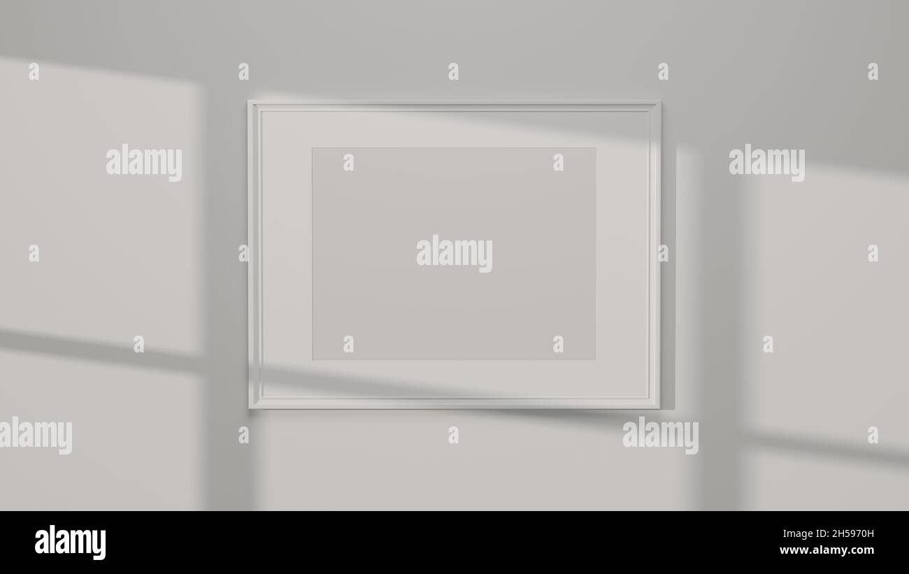 Modern white poster frame mockup on white walls with daylight. frame ...