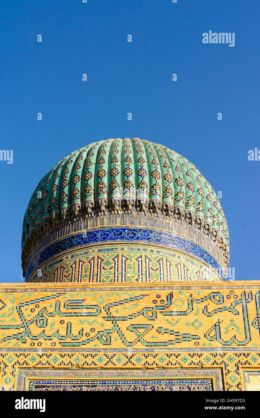 Colorful colourful arablic dome on the Mausoleum of Khoja Ahmed Yasawi ...