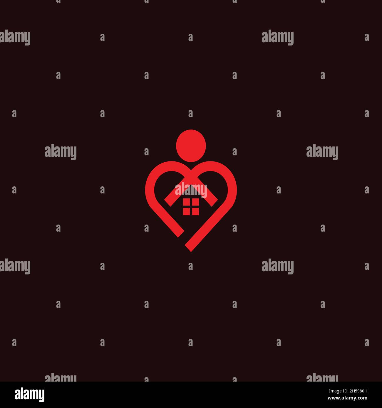 vector illustration. heart shaped logo of abstract people hugging the ...
